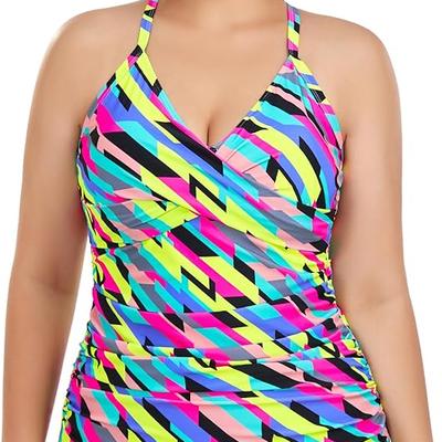 RELLECIGA Womens V Neckline Ruched Tankini Top - Savings Guru